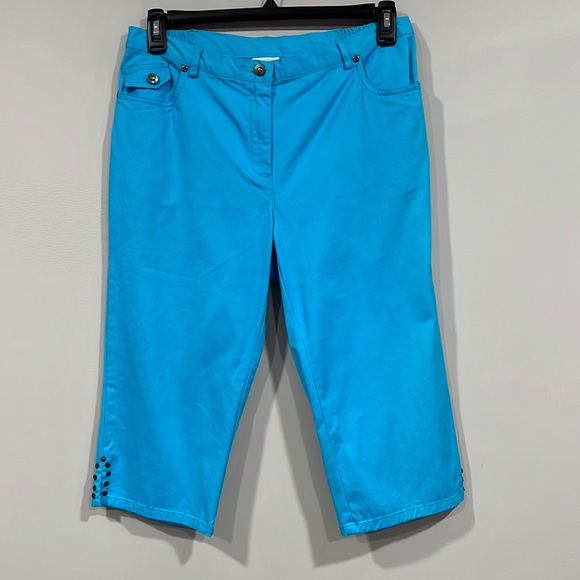Ruby Rd. | Pants & Jumpsuits | Ruby Rd Turquoise Embellished Capri ...